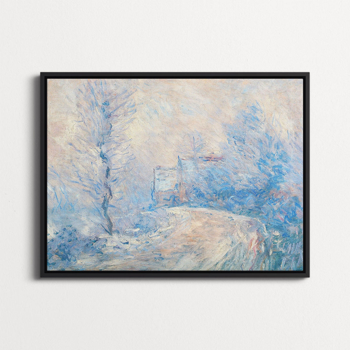 The Road to Giverny in Winter by Claude Monet - Framed Canvas | ArtPointOne