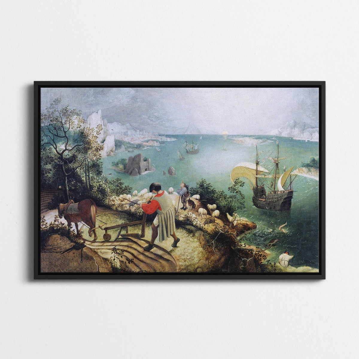 The Fall of Icarus by Pieter Bruegel the Elder - Framed Canvas ...