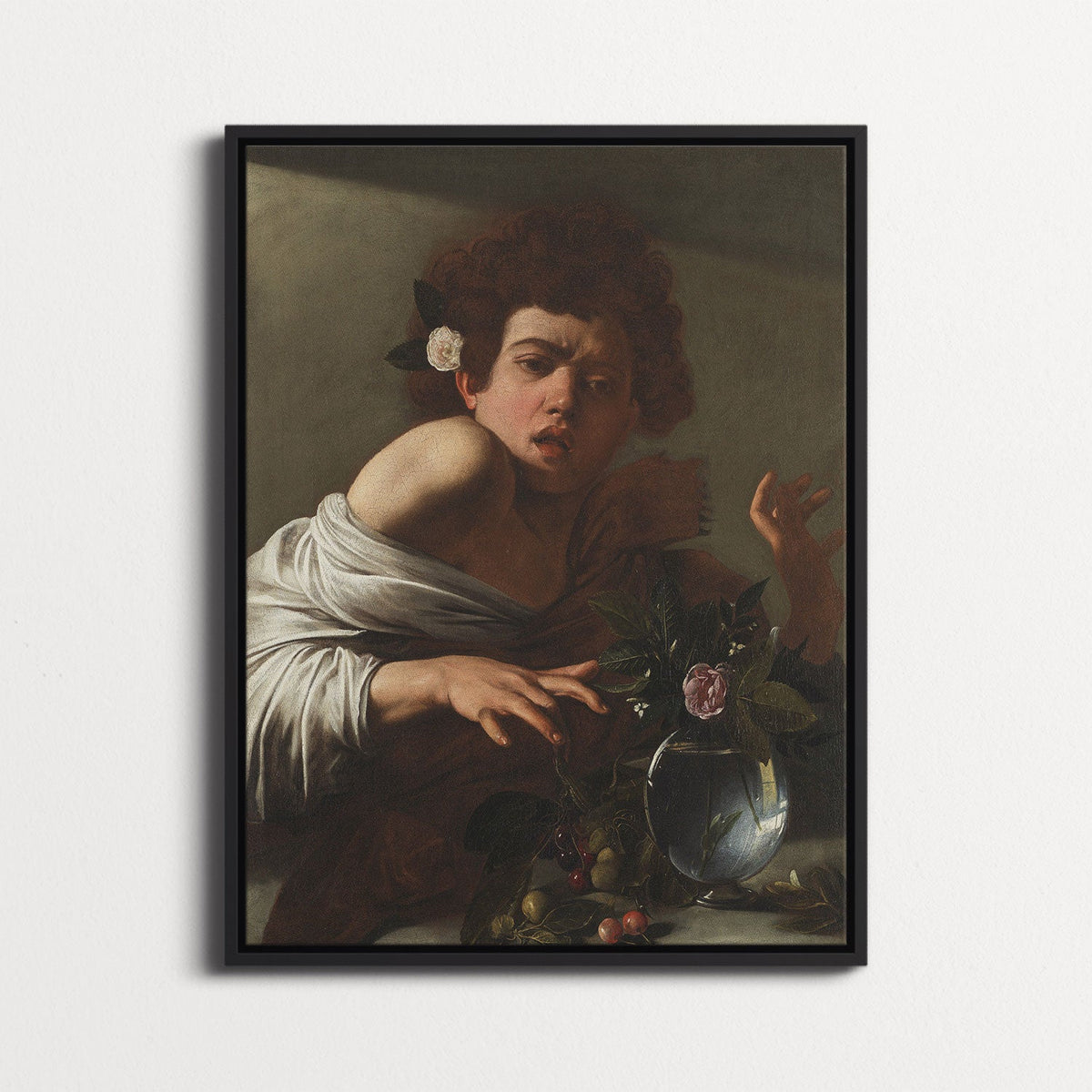 Boy Bitten by a Lizard by Caravaggio - Framed Canvas | ArtPointOne